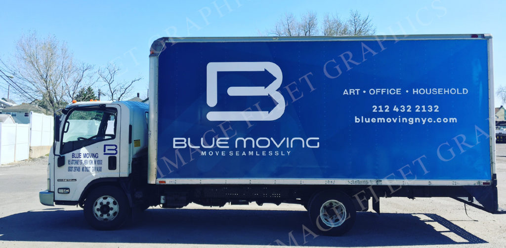Blue Moving NYC, NY, Isuzu NPR Full Wrap - Image Fleet Graphics